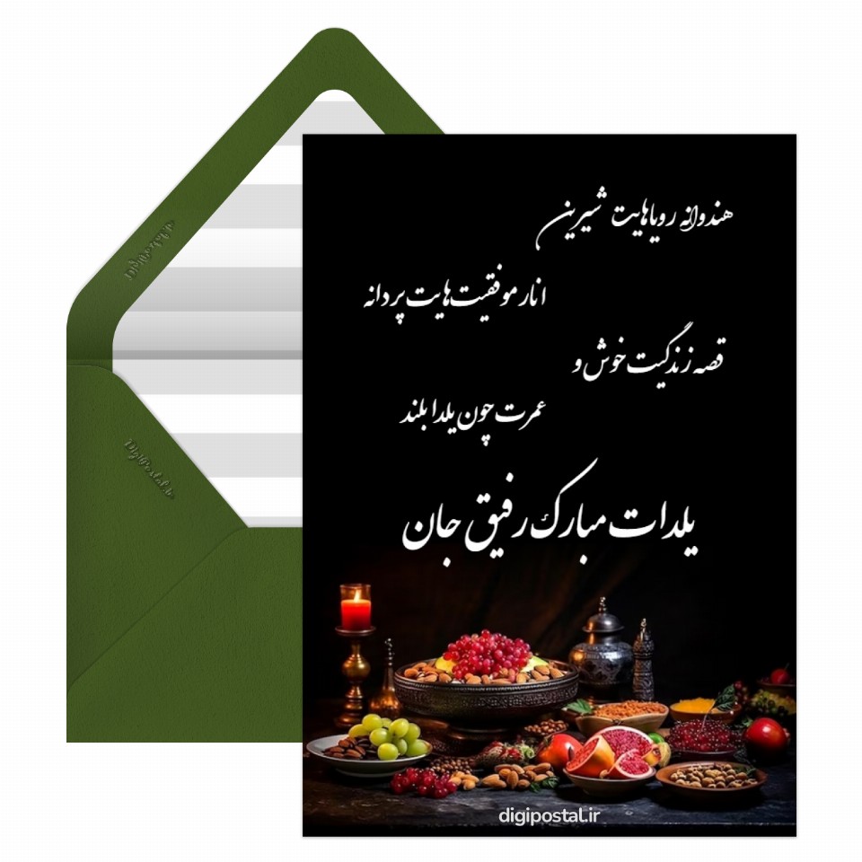 تبریک شب یلدا به دوستان کارت پستال دیجیتال